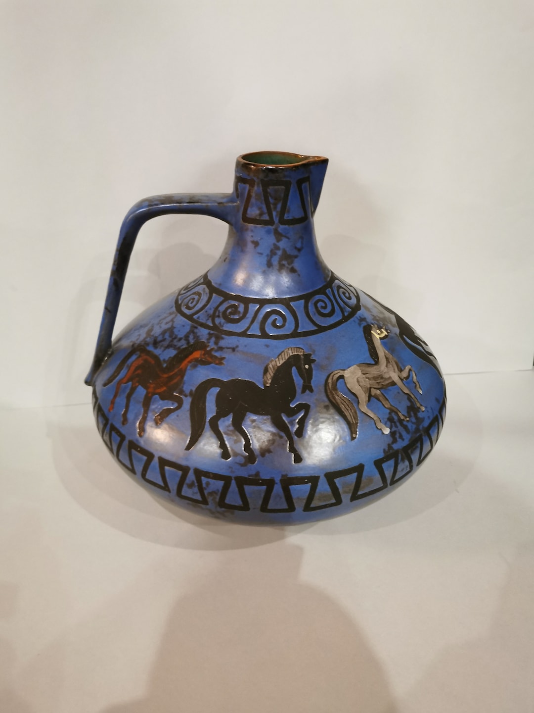 Ceramano Vintage Pergamon WGP by Hans Welling Handle Vase Blue Ceramic ...