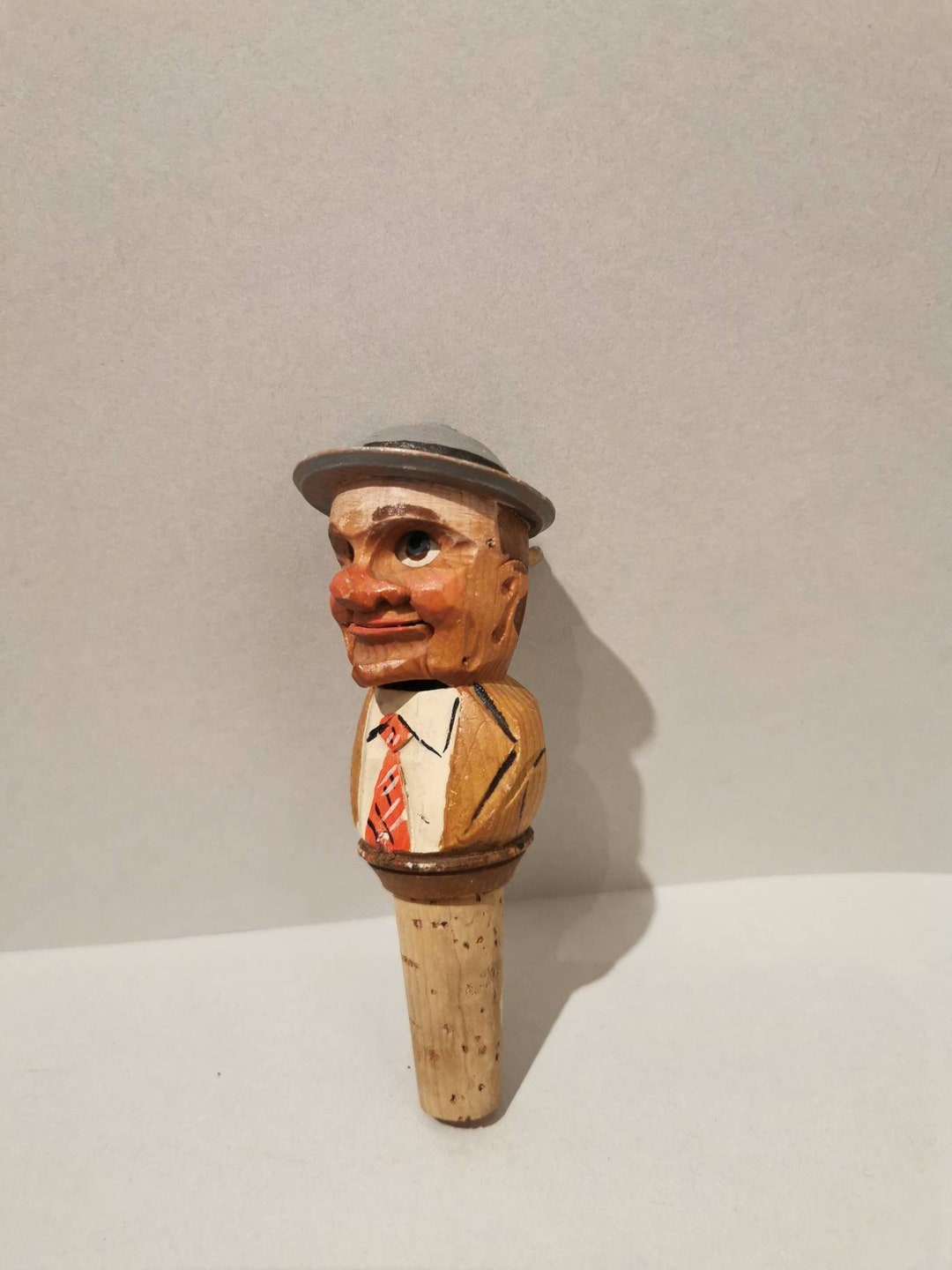 50s Man Funny Mechanical Mid Century Bottle Cork Closure Bottle Cap ...