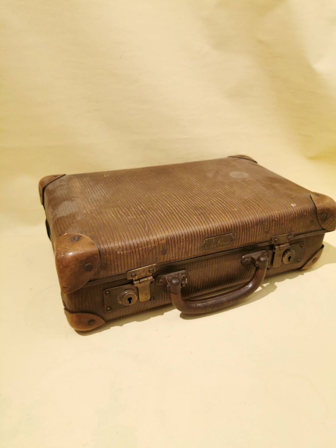 Charming Small Suitcase Antique Shabby Vintage Bag Suitcase Brown Beige ...