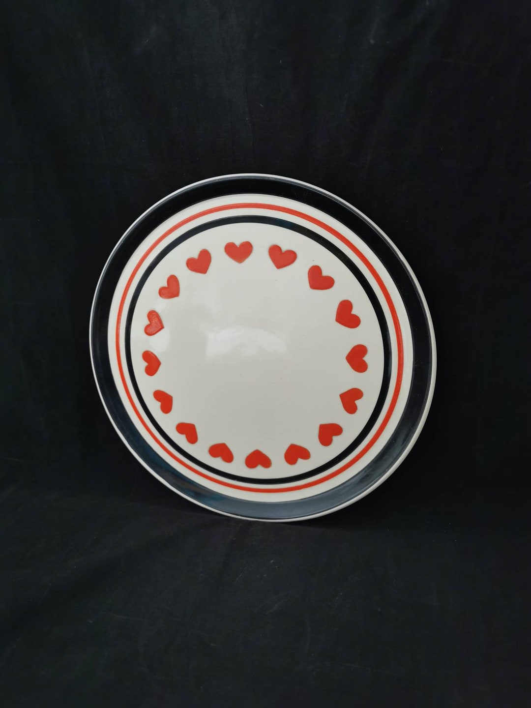Ceramic Cake Plate Hearted Vintage Red Cake Plate Cake Hearts - Etsy
