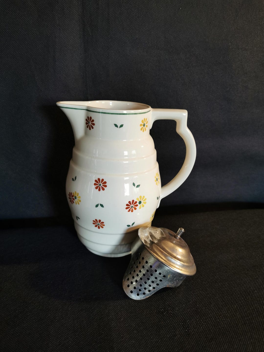 Art Deco Cocoa Pot Jug Scattered Flowers - Etsy