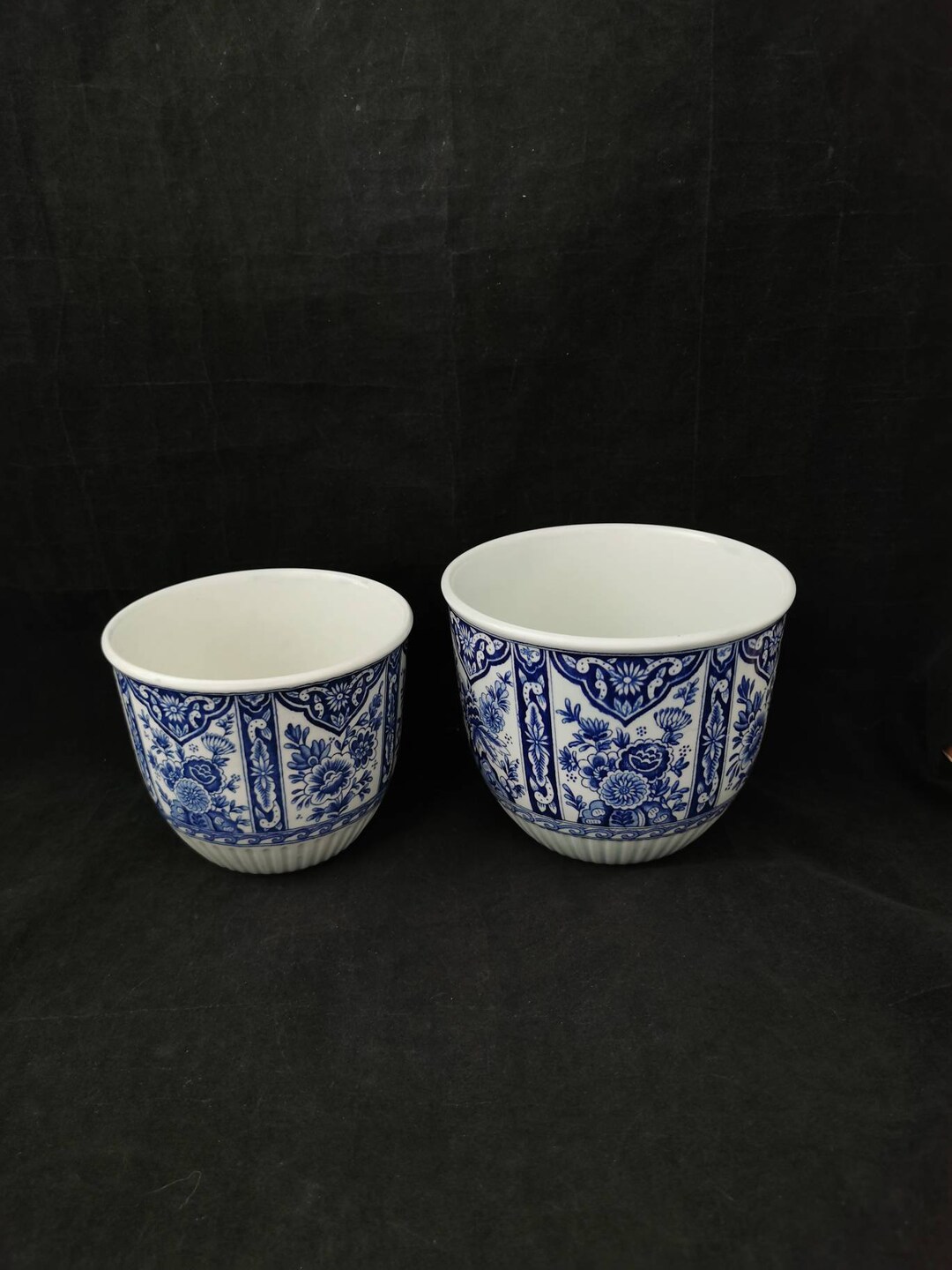 Super Beautiful Vintage Flower Pots 2x Holland Delft Porcelain Delfts ...