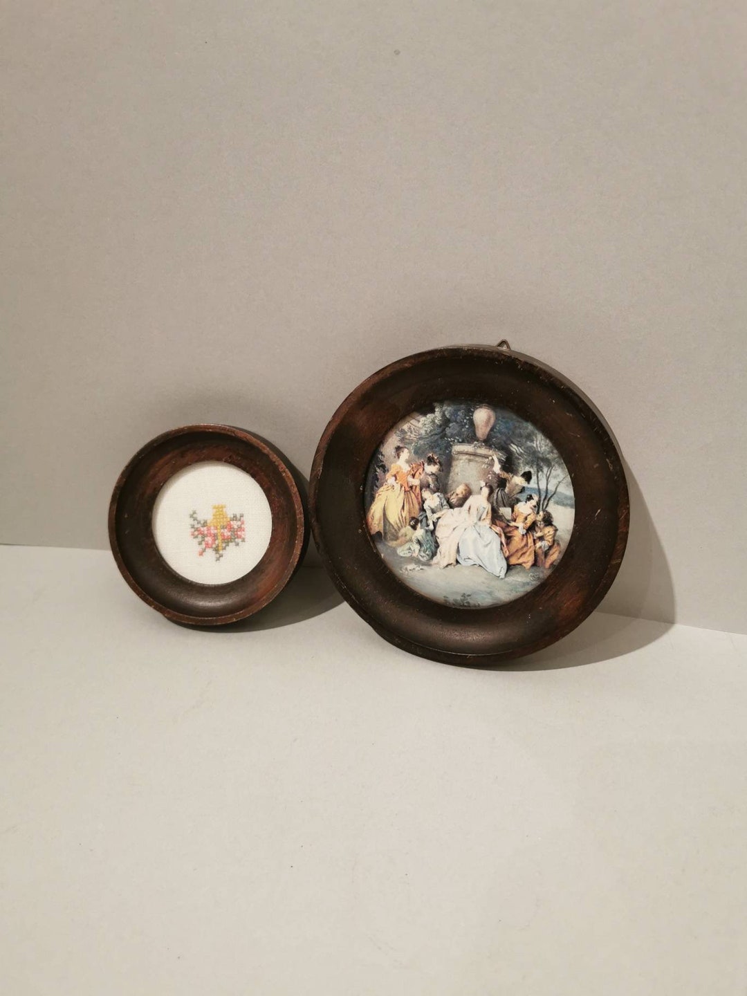 Picture Frame 2x Antique Round Picture Vintage Photo Frame Frame Wood ...