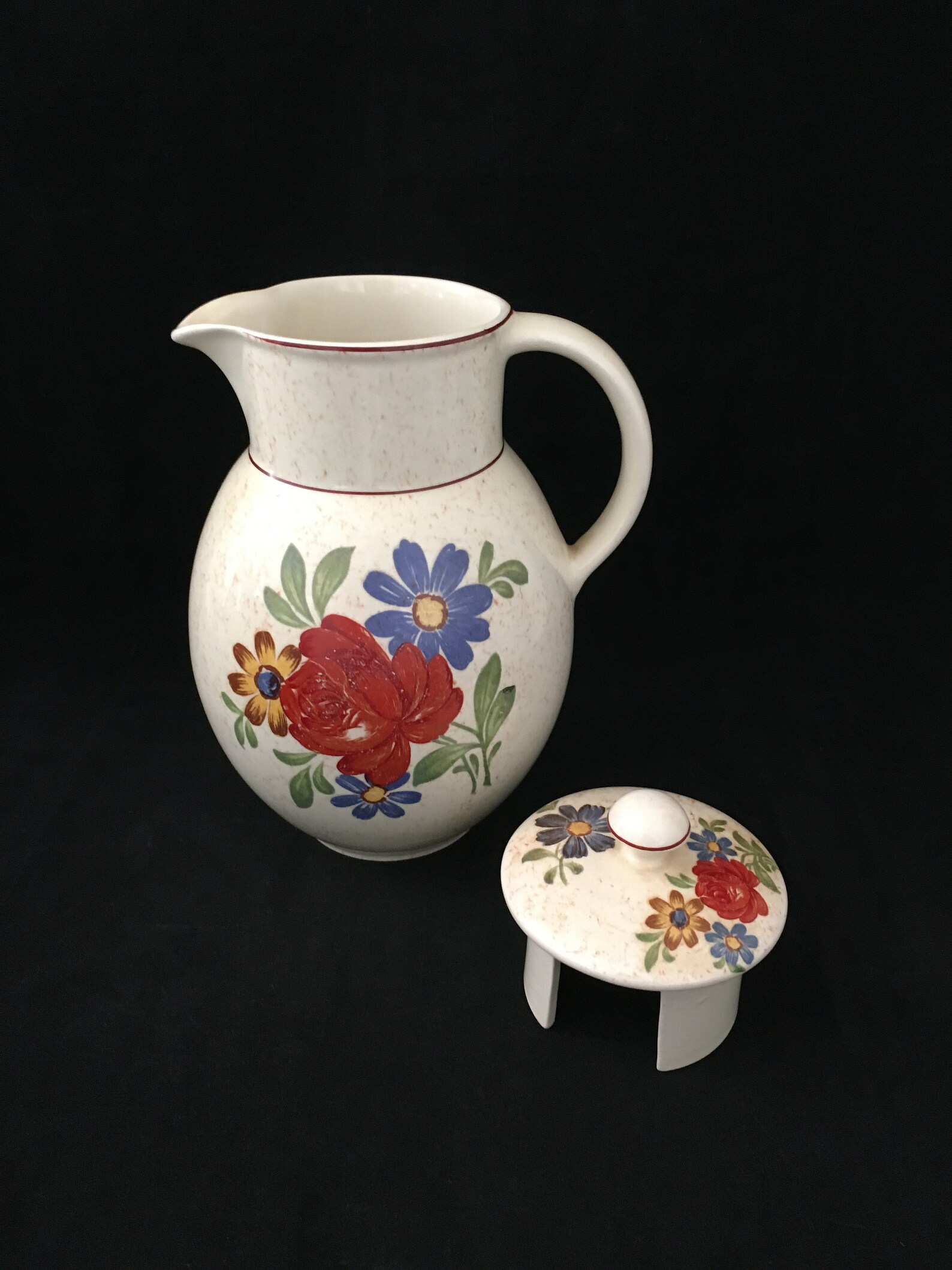 Cocoa Pot Jug Flowers Jug Ceramic Vintage - Etsy