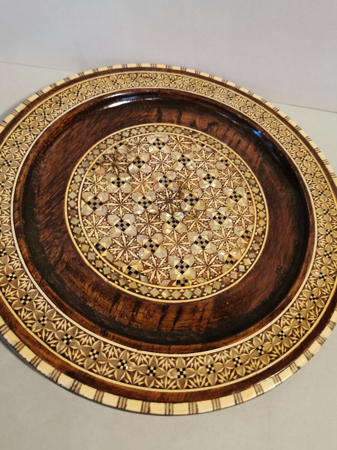 Moroccan Plate Mother of Pearl and Shell Inlays Vintage Plate ...