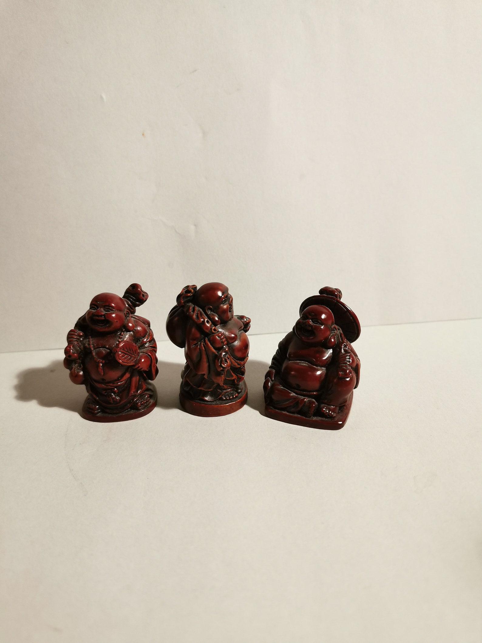 3x Mini Buddha Figure Relief Sculpture Asia Esoteric Hand-painted Monk ...