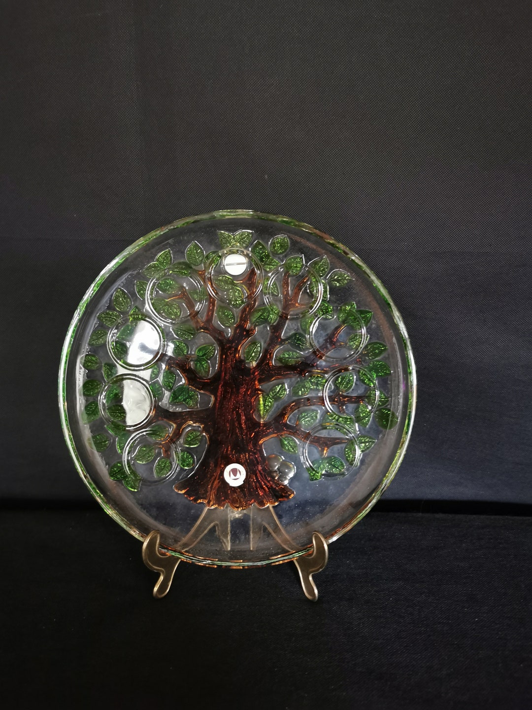 Vintage Glass Picture Original Walther Crystal Glass Model Family Tree ...