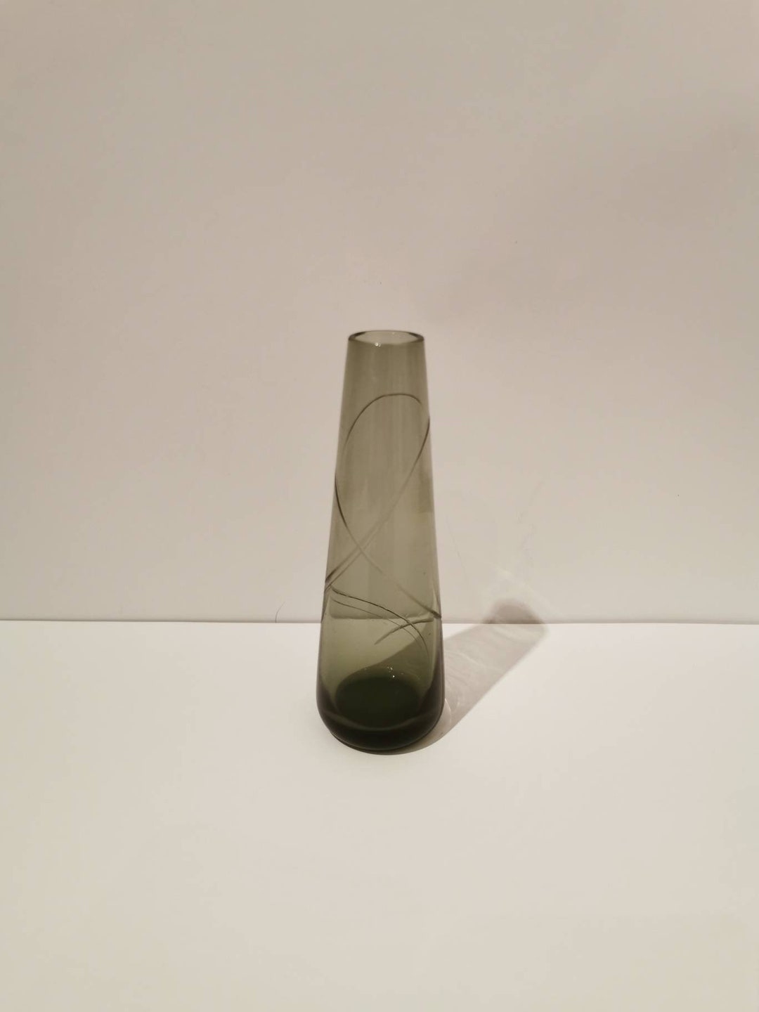 Small Smoked Glass Glass Vase Smoke Vase 50s Plain Glass Rockabilly ...