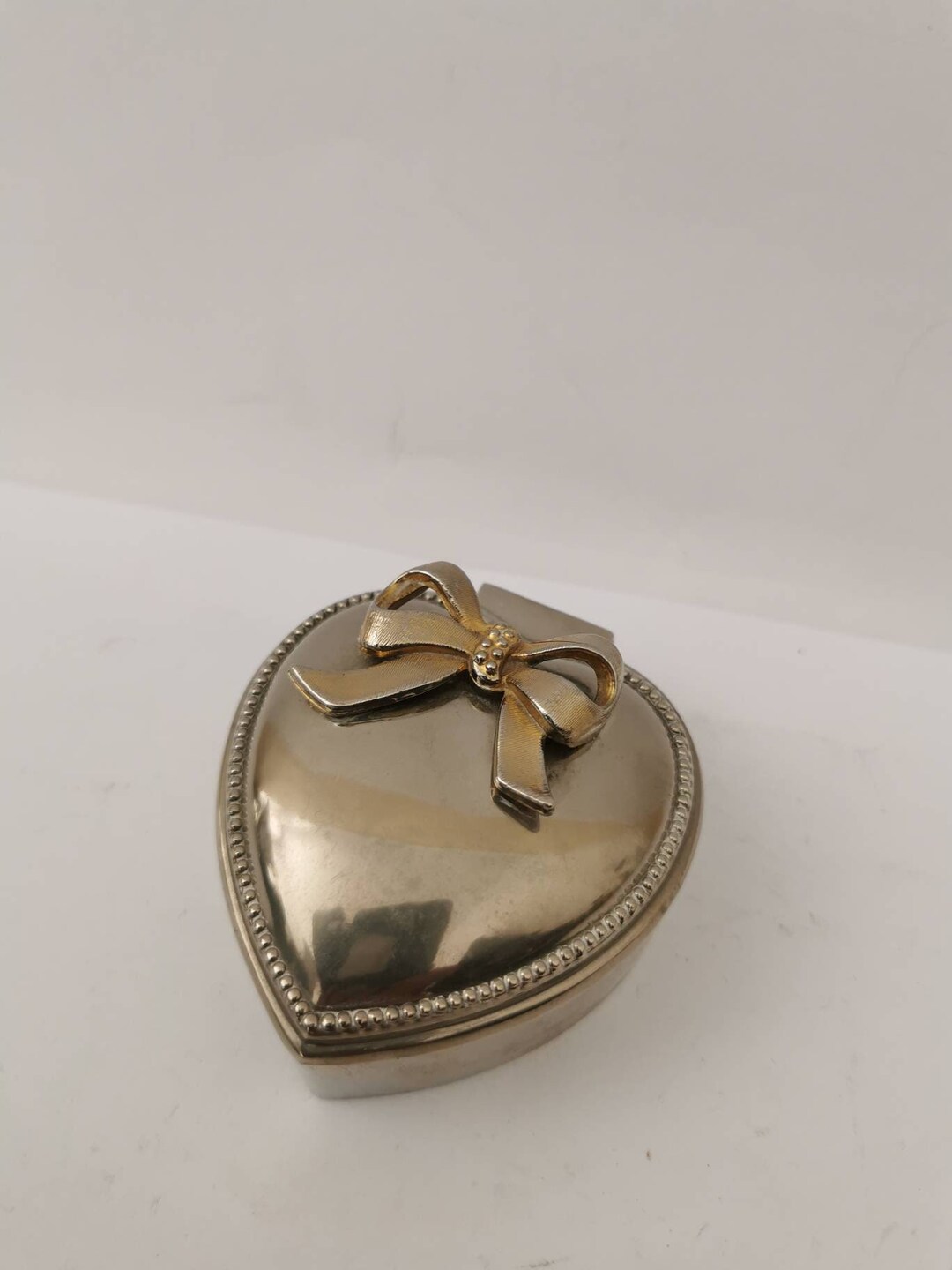 Heart Small Lidded Box Metal Silver Plated Lidded Box Vintage Jewelry ...