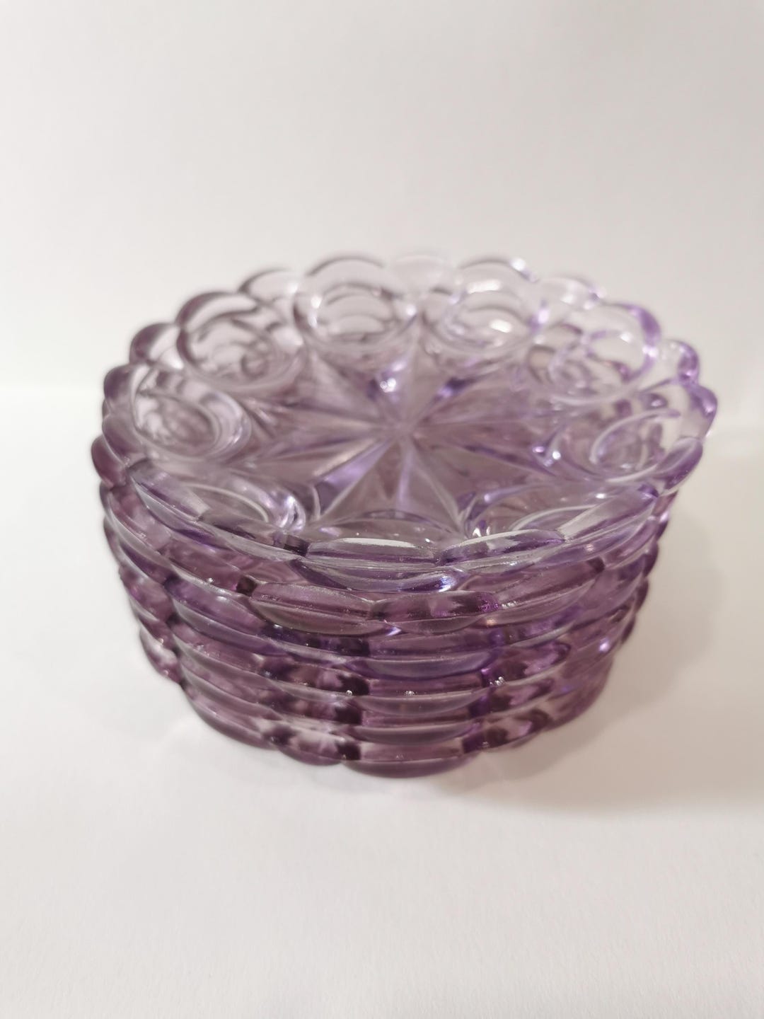 Purple Glass Bowls for Dessert Vintage Shabby Bowl Glass Bowl Set ...