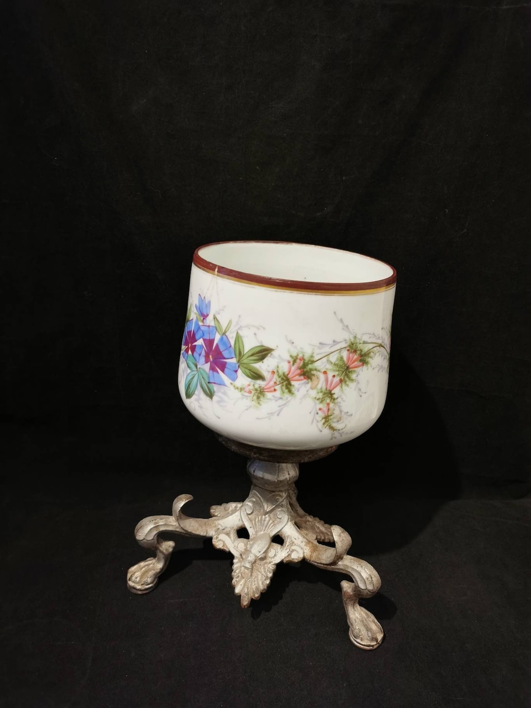 Antique Table Centerpiece Vintage Jardiniere Heavy Porcelain Flower Pot ...