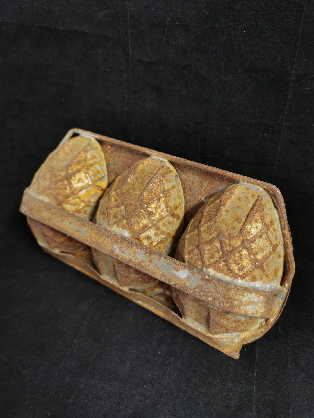 Antique Metal Triple Easter Egg Chocolate Factory Mold Easter Bunny ...