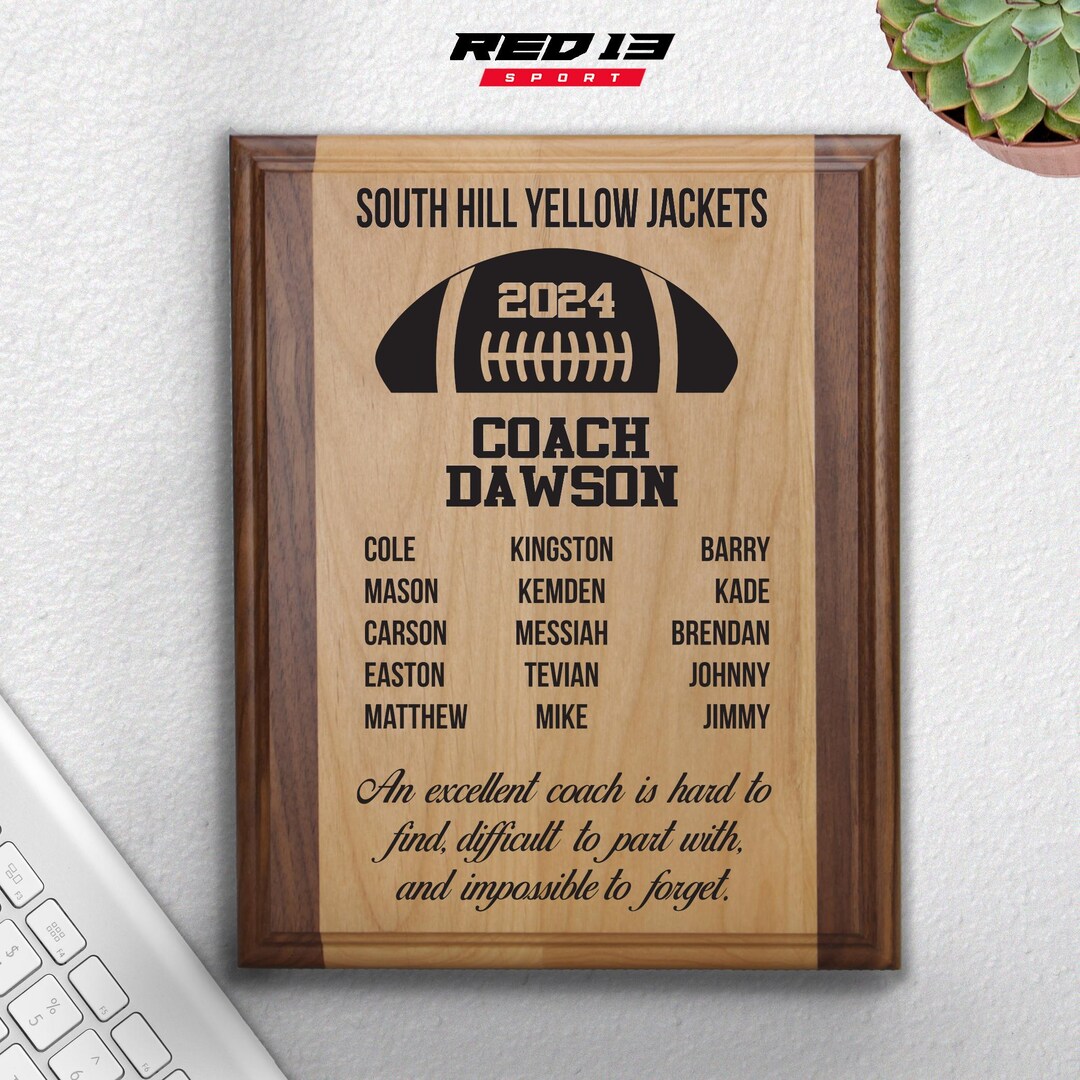 Personalized Football Coach Engraved Plaque, Football Coach Gift ...