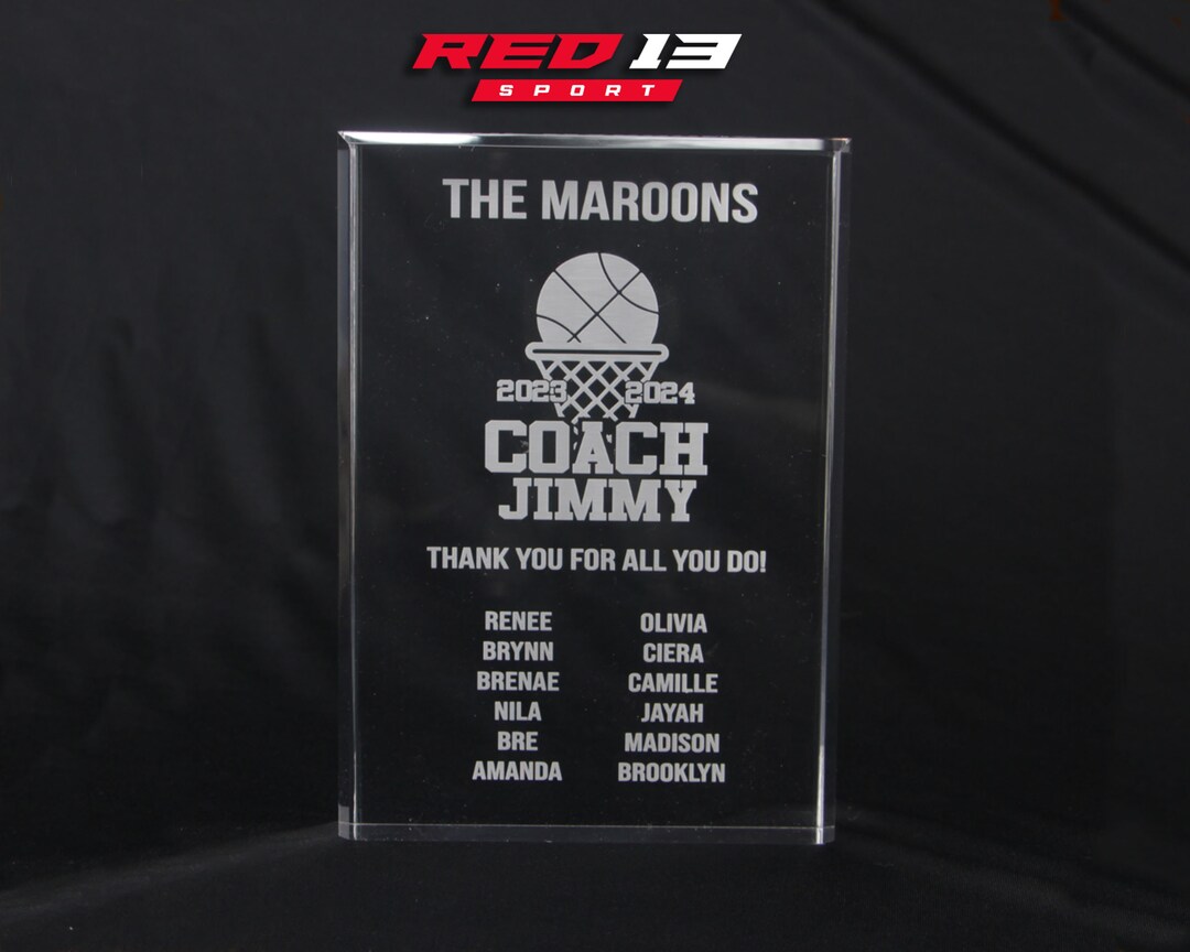 Premium Laser Engraved Basketball Coach Plaque, Basketball Coach Award ...