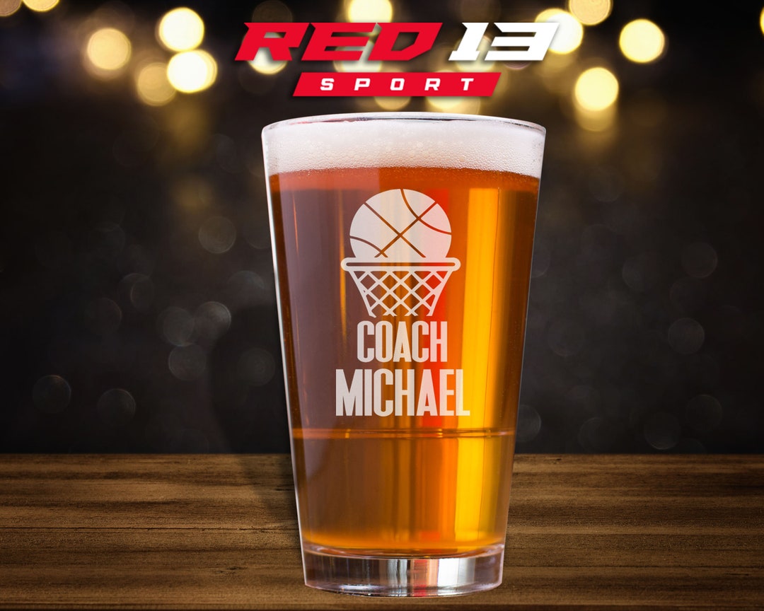 Personalized Basketball Coach Pint Glass Double Sided, Basketball Glass ...