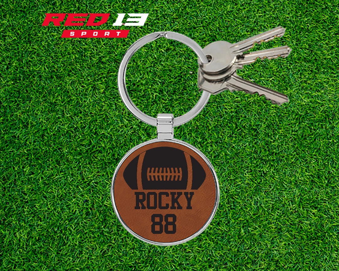 Personalized Laser Engraved Football Key Chain, Football Zipper Pull ...