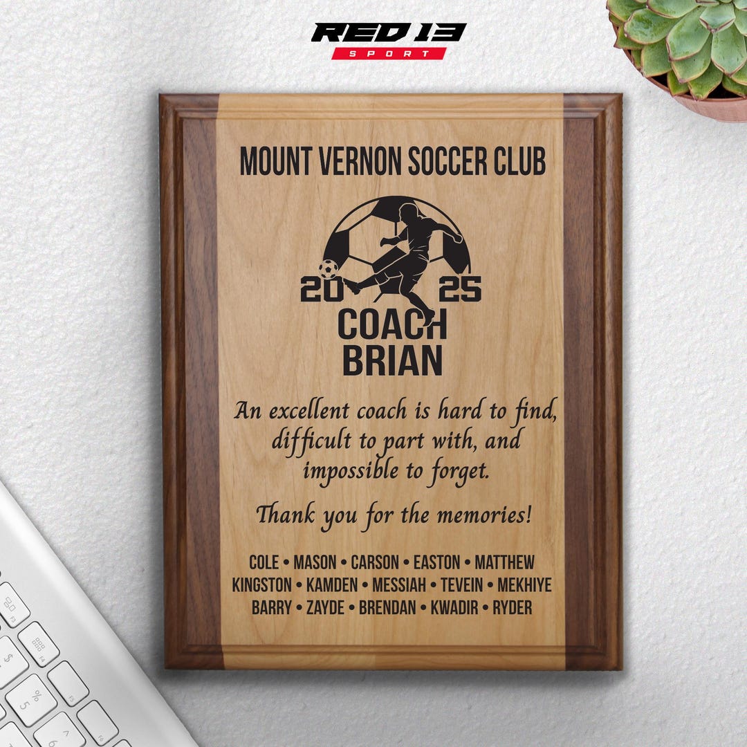 Custom Soccer Coach Engraved Plaque, Soccer Coach Gift, Soccer Team ...