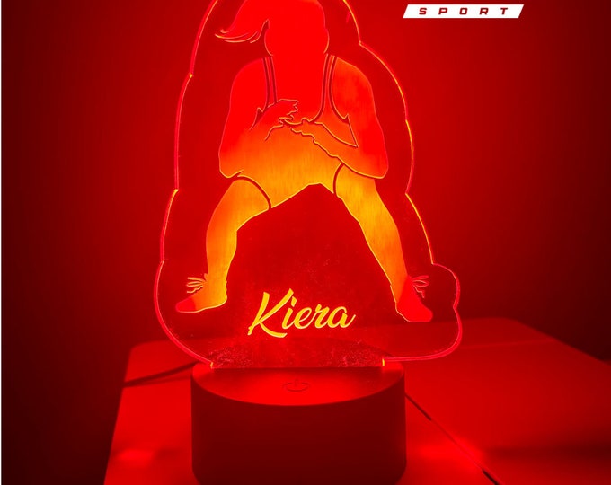 Personalized LED Girl Wrestler Night Light, Wrestling LED Light ...