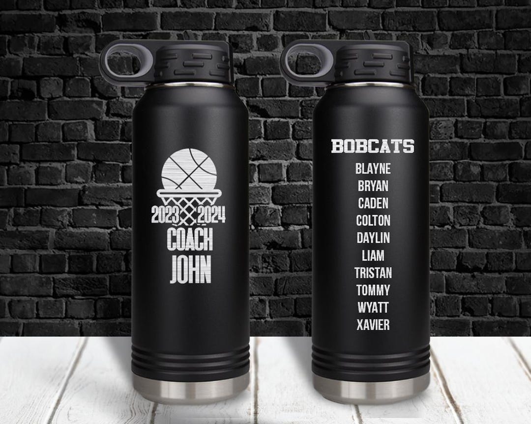 Custom Laser Engraved Basketball Coach 32 Oz. Stainless Steel Water ...