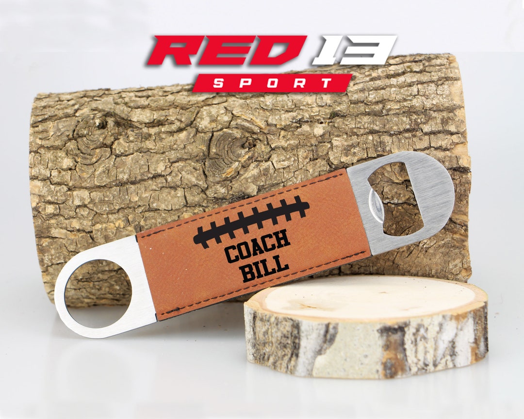 Personalized Laser Engraved Football Coach Leather Bottle Opener, Gift ...