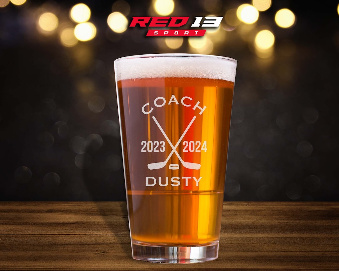 Personalized Hockey Coach Pint Glass, Hockey Glass, Coaches Gift ...