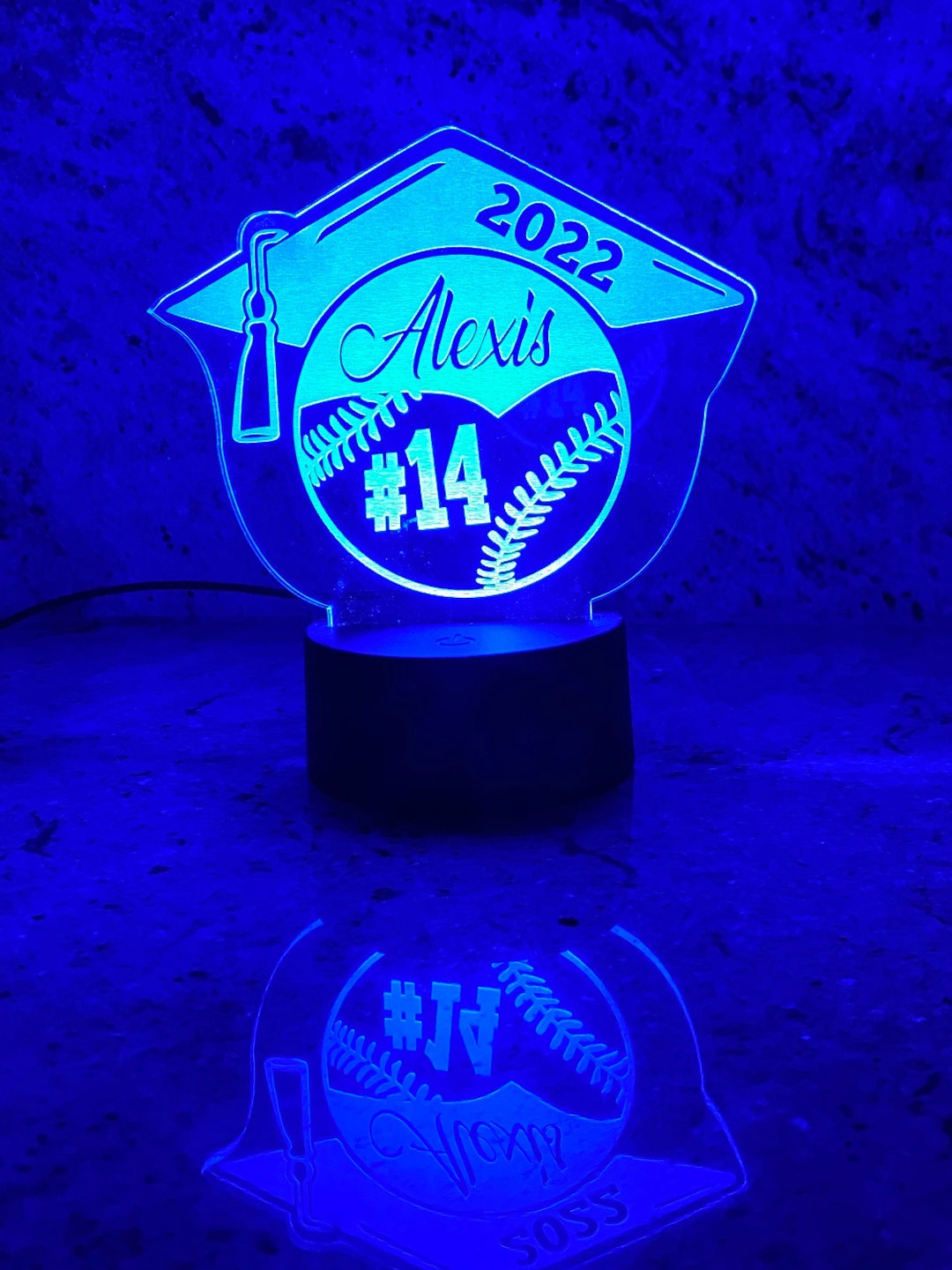 Personalized LED Softball Grad Night Light, Baseball LED Light ...