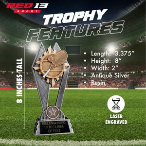 Personalized 8 Inch Tennis Trophy, Tennis Award, Youth Tennis Trophy ...