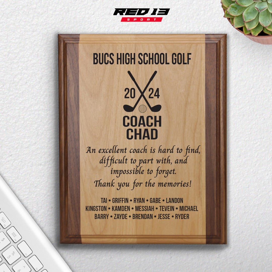 Personalized Golf Coach Engraved Plaque, Golf Coach Gift, Golf Team ...