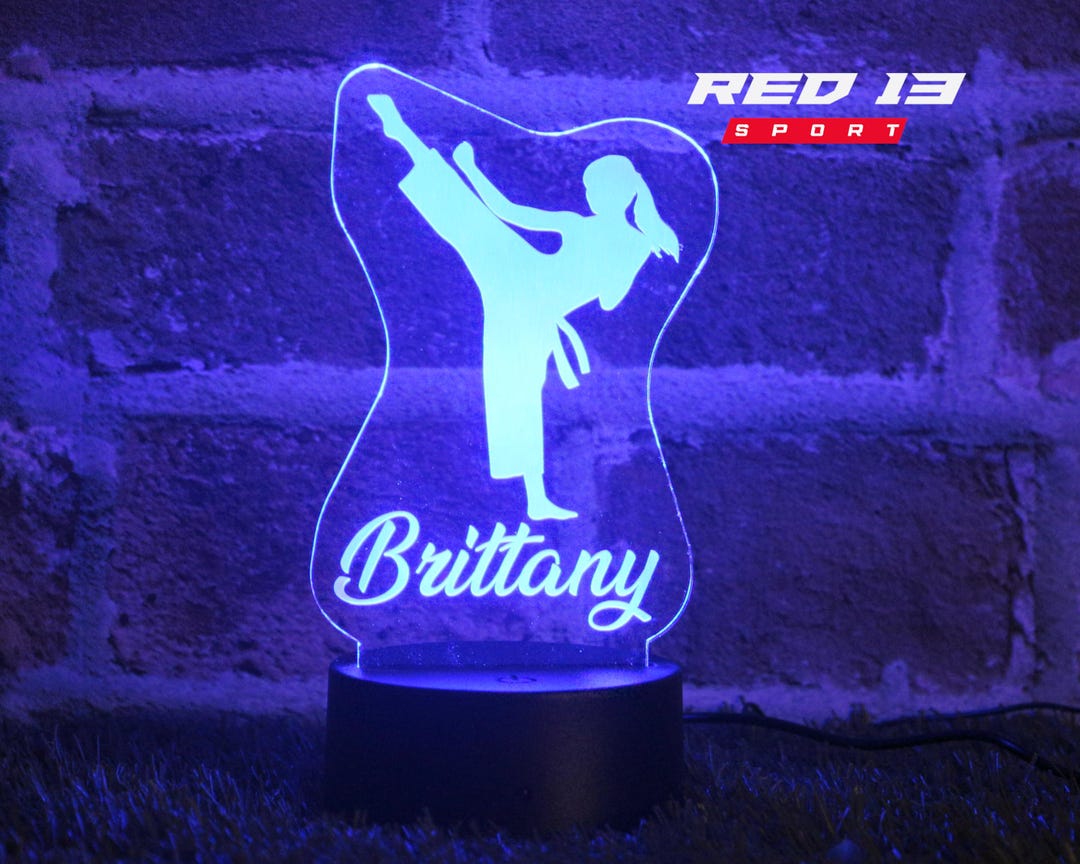 Personalized LED Karate Girl Night Light, Martial Arts LED Light ...