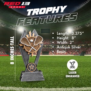 Personalized 8 Inch Lacrosse Trophy, Lacrosse Award, Youth Lacrosse ...