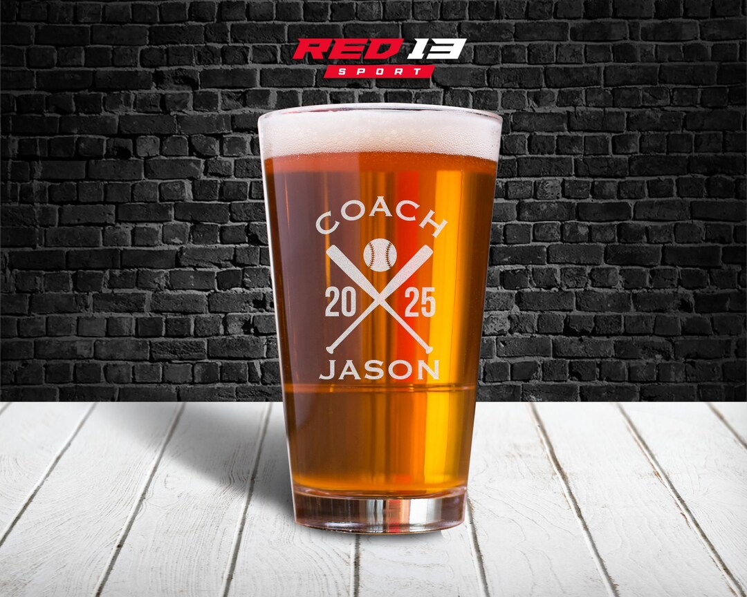 Personalized Baseball Coach Pint Glass, Coaches Gift, Baseball Coach ...