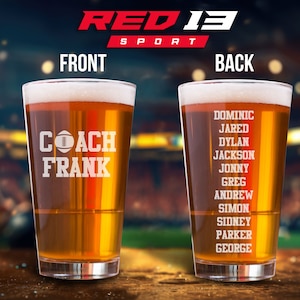 Personalized Football Coach Pint Glass Double Sided, Football Glass ...