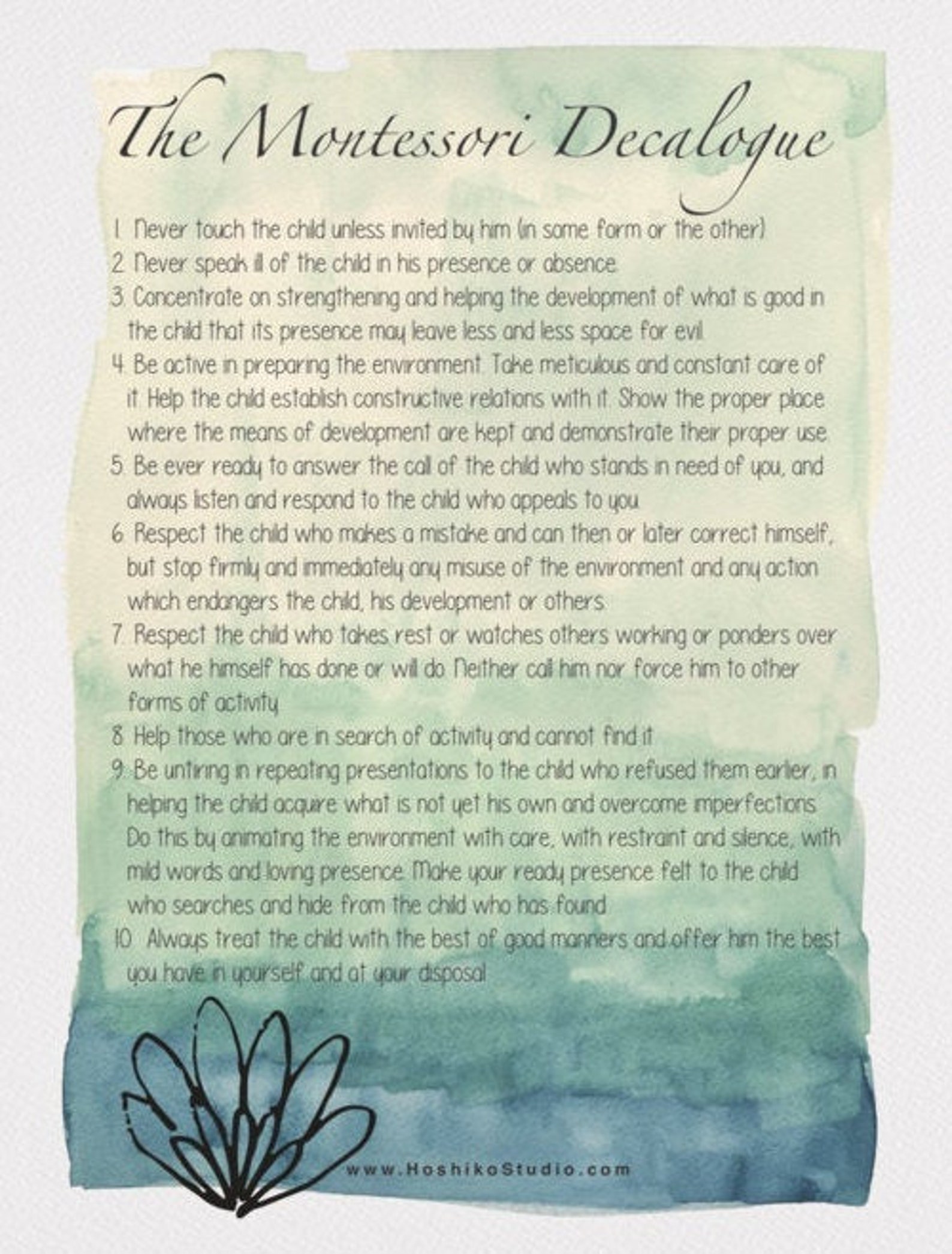 Montessori Poster the Montessori Decalogue Art Print - Etsy Israel