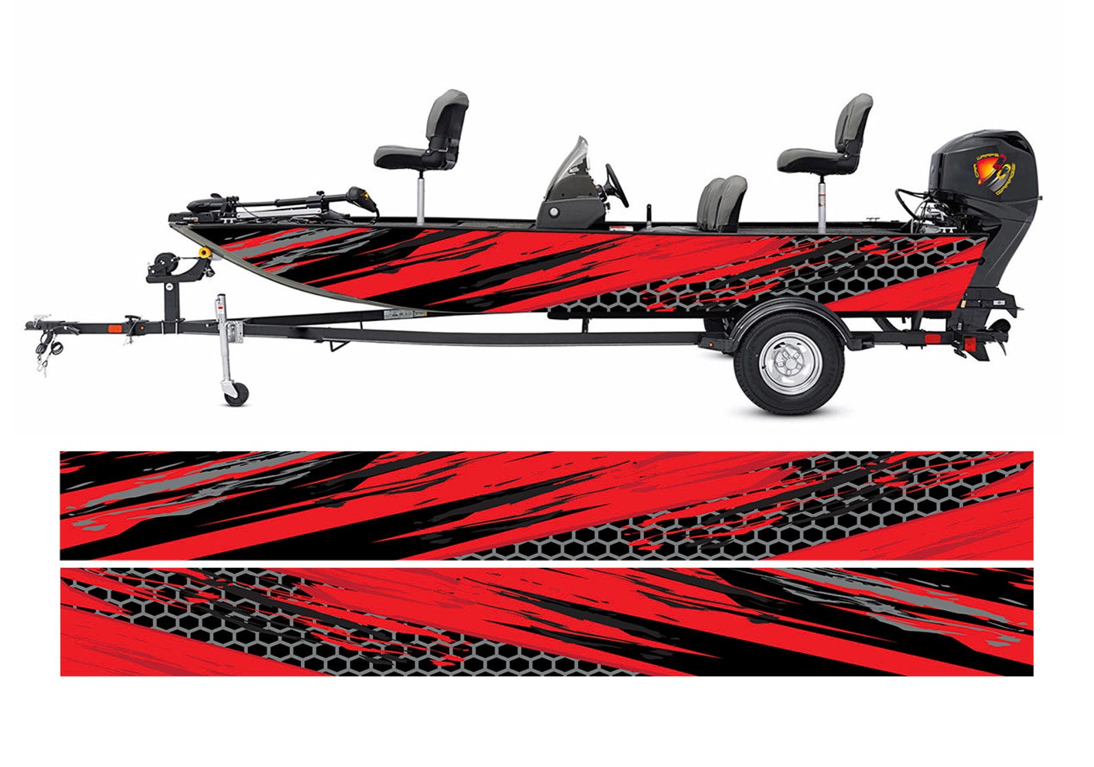 Red and Black Abstract Modern Lines Graphic Boat Vinyl Wrap - Etsy