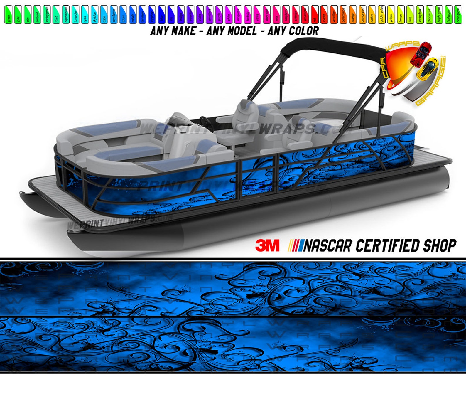 Sapphire Blue Graphic Vinyl Boat Wrap Decal Fishing Pontoon - Etsy