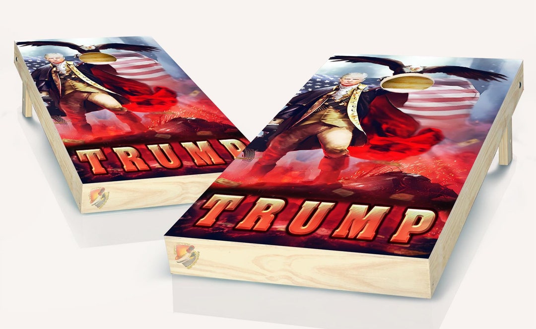 American Flag Trump Eagle Cornhole Board Vinyl Wrap Laminated Sticker ...