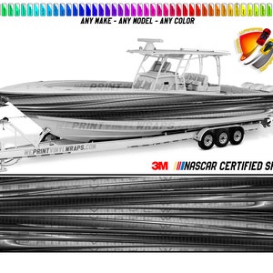 Gray and Light Gray Streaks Graphic Vinyl Boat Wrap Decal Fishing ...
