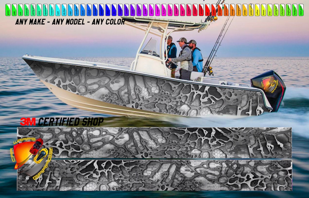 Gray Camo Graphic Vinyl Boat Wrap Decal Pontoon Sports Sportsman ...