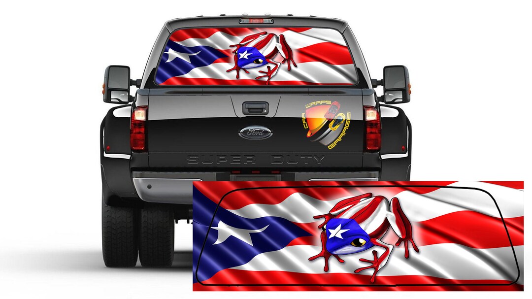 Puerto Rico Coqui Flag Rear Window Tint Perforated Graphic Sticker Cars ...