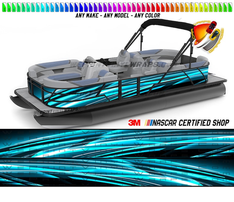 Aqua and Black Lines Graphic Vinyl Boat Wrap Decal Fishing - Etsy