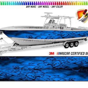 Sapphire Blue Graphic Vinyl Boat Wrap Decal Fishing Pontoon Sportsman ...