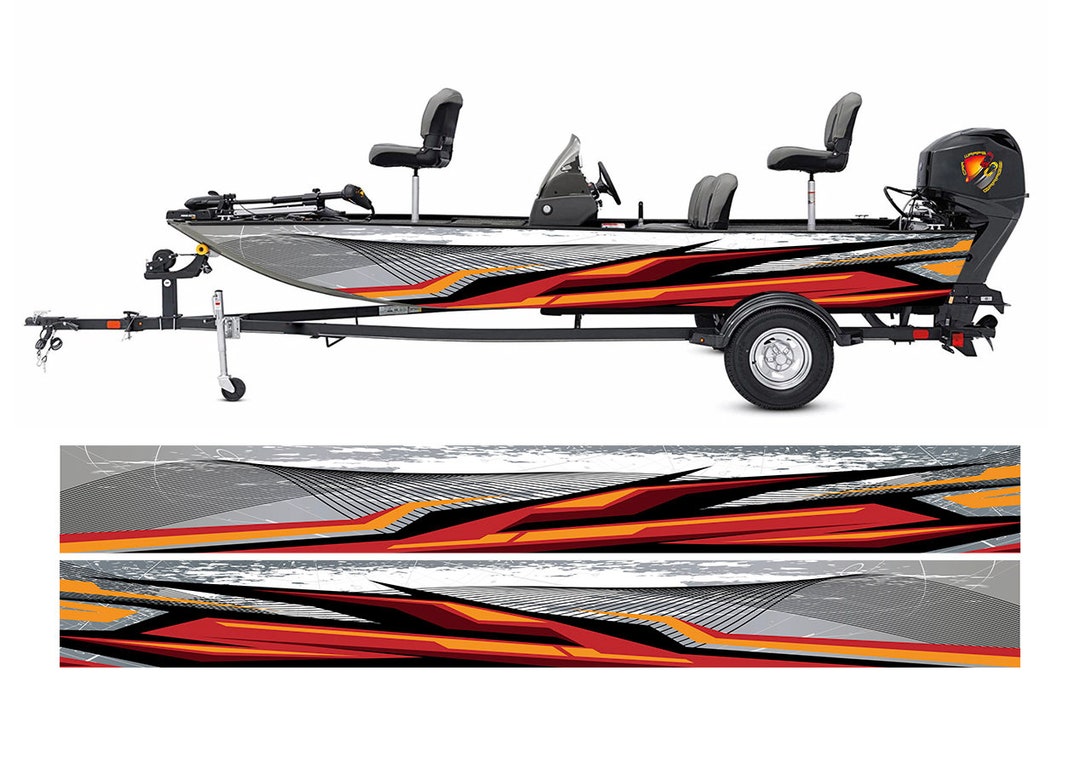 Orange and Red Fire Abstract Hexagons Graphic Boat Vinyl Wrap Decal ...