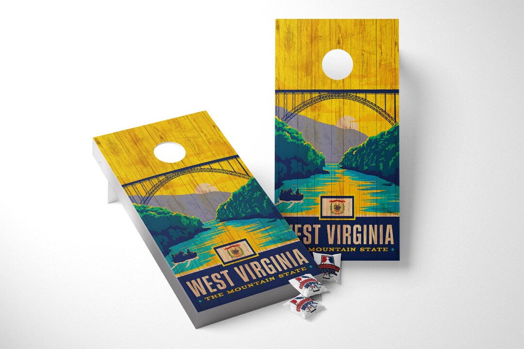 West Virginia Mountain State Cornhole Board Vinyl Wrap Skins Laminated ...