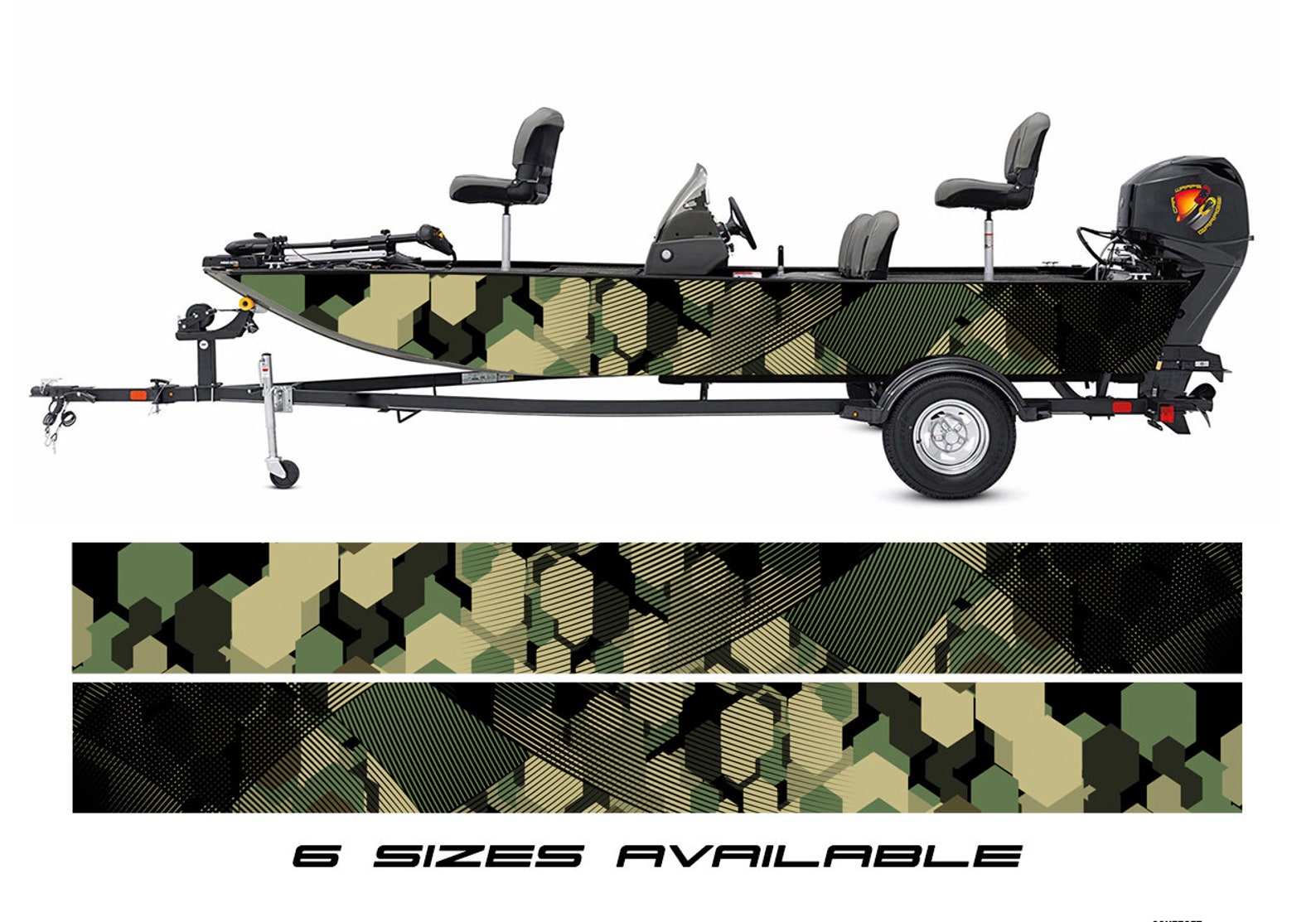 Camouflage Graphic Boat Vinyl Wrap Fishing Pontoon Sea Doo Watersports ...