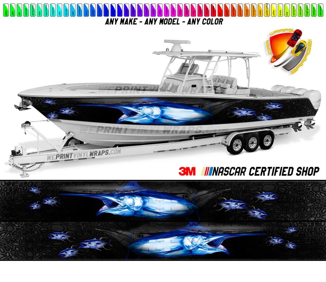 Fishes Sailfish Graphic Vinyl Boat Wrap Decal Fishing Pontoon Sportsman ...