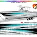 Aqua and White Lines Graphic Vinyl Boat Wrap Decal Fishing Pontoon ...