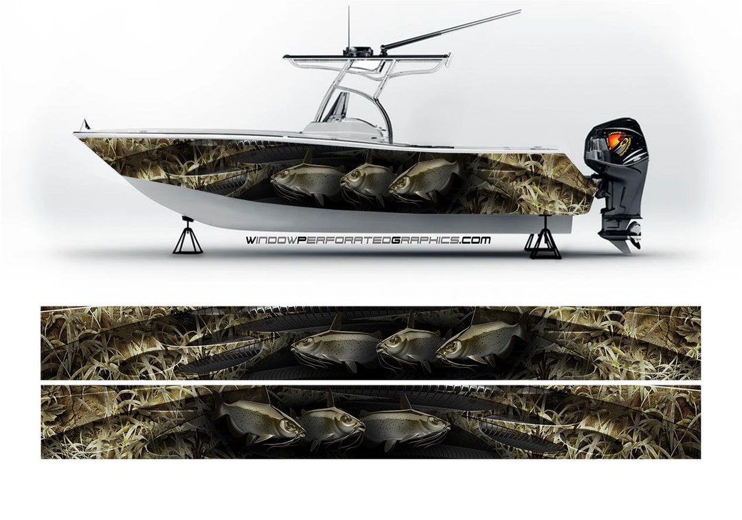 Catfish Camouflage Graphic Vinyl Boat Wrap Bass Fishing Pontoon ...