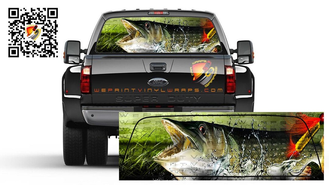 Northern Pike Fish Graphic Rear Window Tint Perforated Graphic Decal ...