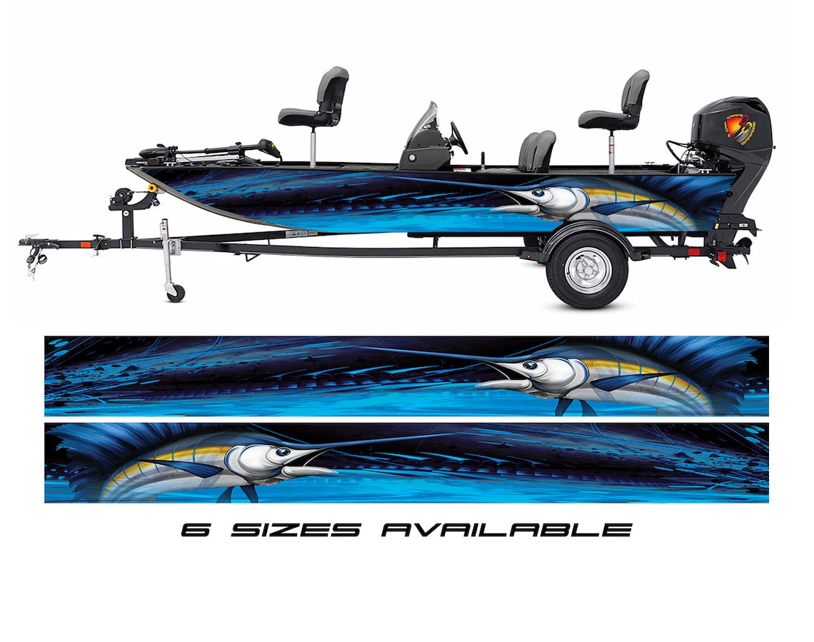 Blue Marlin Fish Vinyl Boat Wrap Decal Fishing Bass Pontoon | Etsy