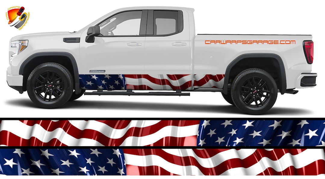 American Flag Rocker Panel Graphic Decal Vinyl Wrap Kit for Trucks ...